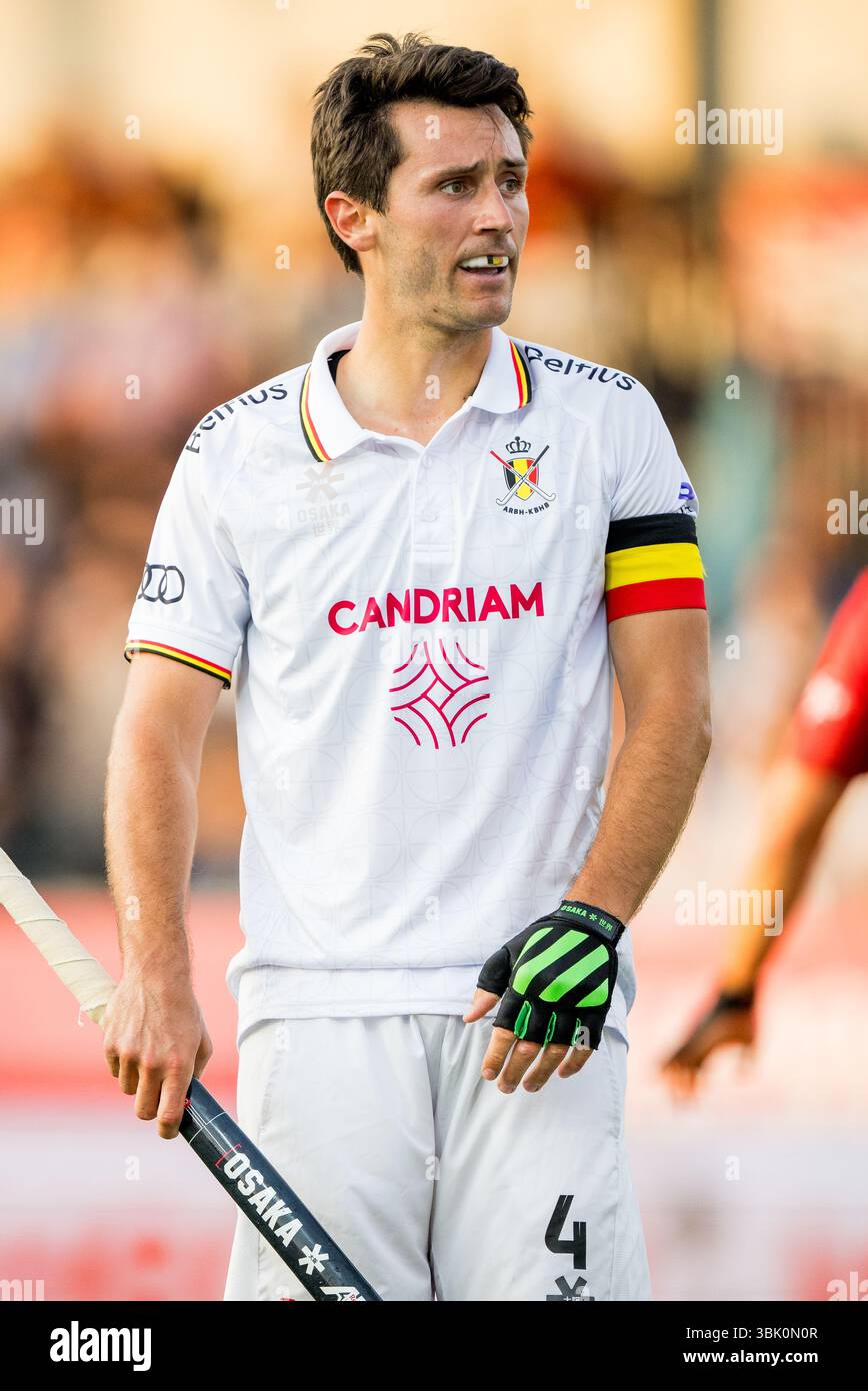Belgium's Arthur Van Doren reacts during a hockey game between Belgian ...