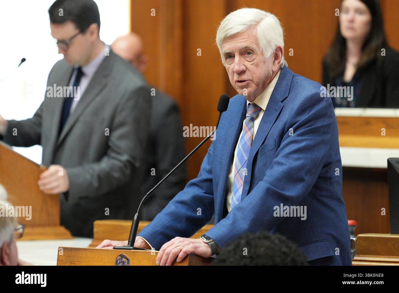 Indiana Rep. Ed DeLaney, D-Indianapolis, speaks in the house chamber at ...