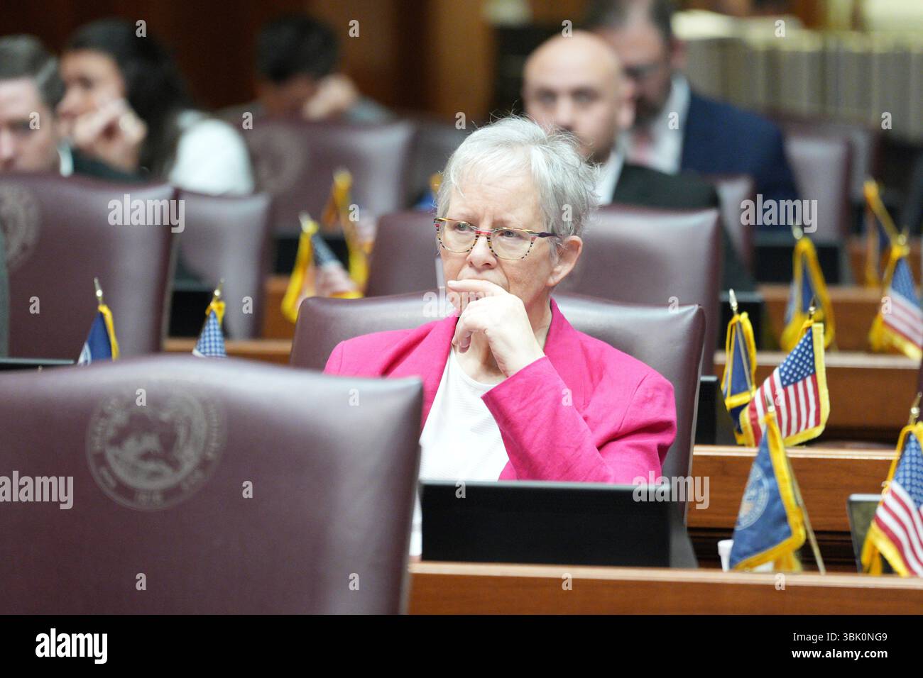 Indiana Rep. Pat Boy, D-Michigan City, listens in the House chamber at ...