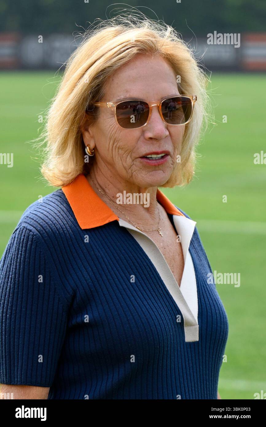 Cleveland Browns owner Dee Haslam walks on the practice field at NFL ...