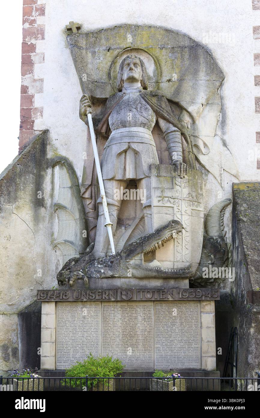 St George the Dragon Slayer with dragon on the exterior facade of St ...