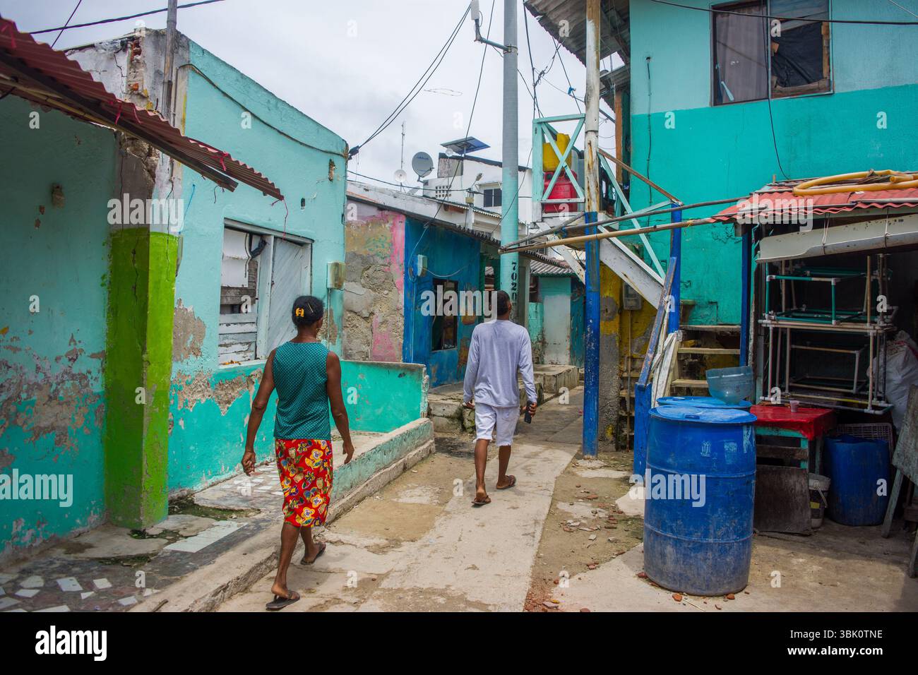 Vibrant streetscape in Santa Cruz del Islote with colorful buildings ...