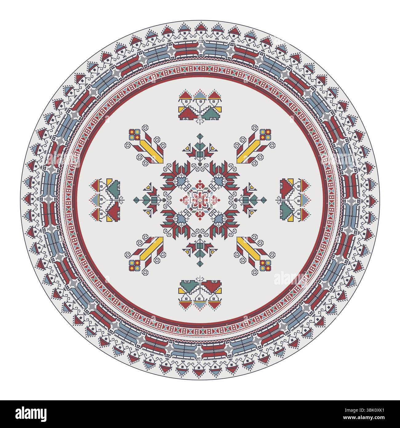 Traditional Bulgarian embroidery design element over white background ...