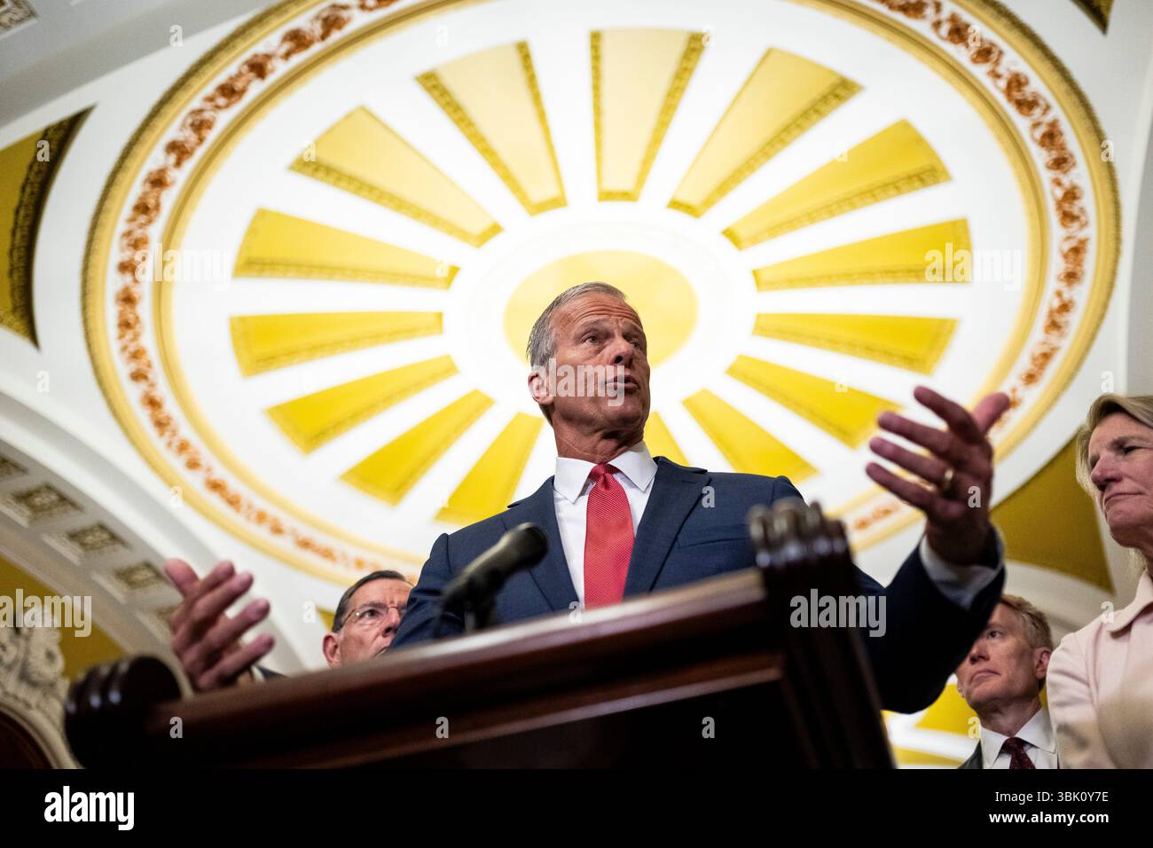 Senator John Thune (R-S.D.), the Senate Majority Leader, speaks during ...