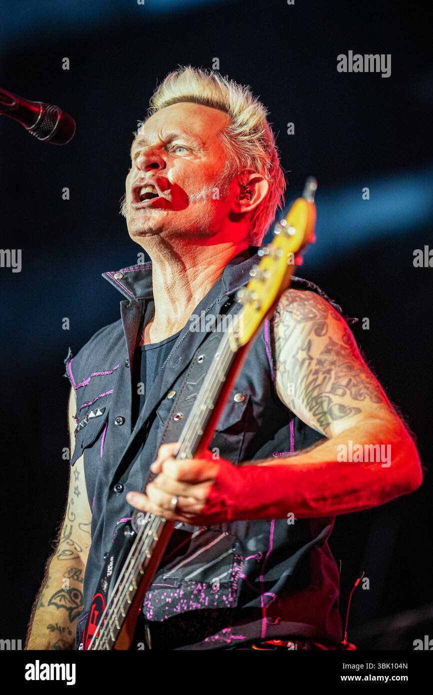 Green Day, on stage at Firenze Rocks 2025, performed on Visarno Arena ...