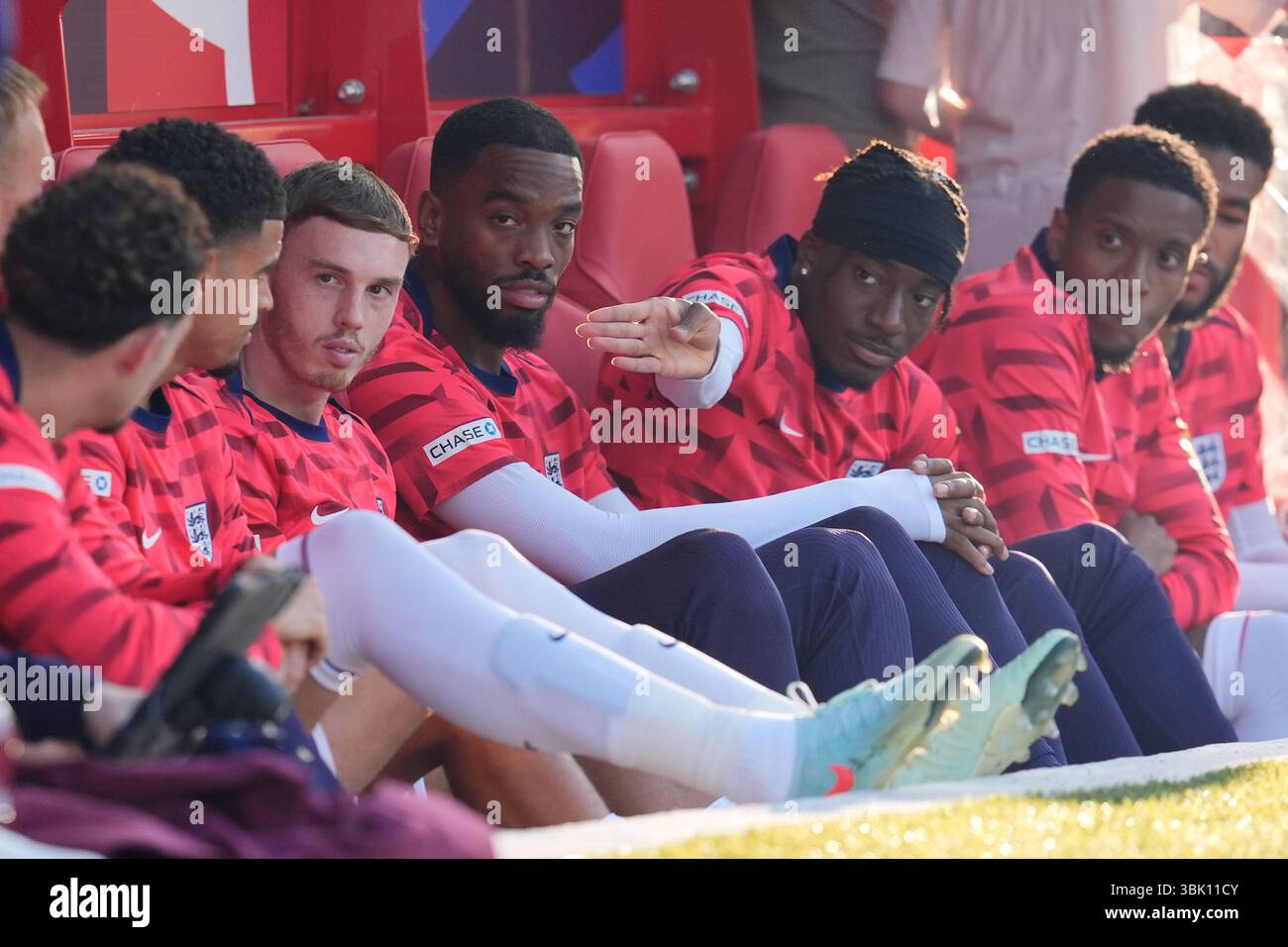 England's Cole Palmer and Ivan Toney on the bench during the ...