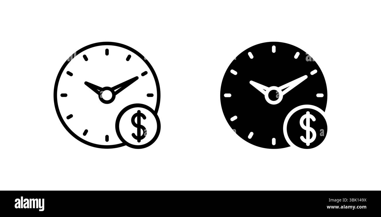 Simple outline icon combining clock hi-res stock photography and images ...