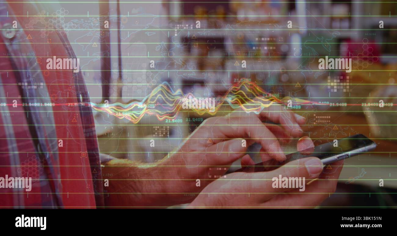 Graphs charts overlaying blurred blue hi-res stock photography and images - Alamy