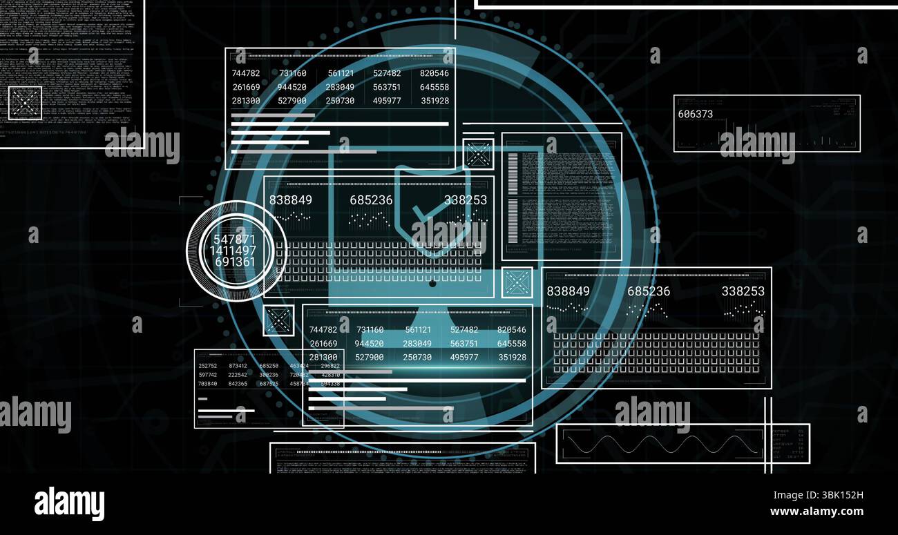 Displaying translucent data panels and HUD rings in dashboard interface ...