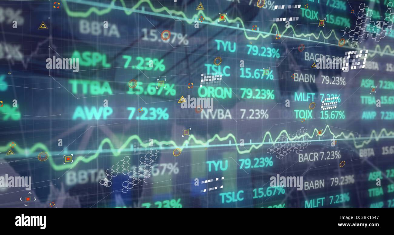 Stock ticker grid displaying percentages hi-res stock photography and ...