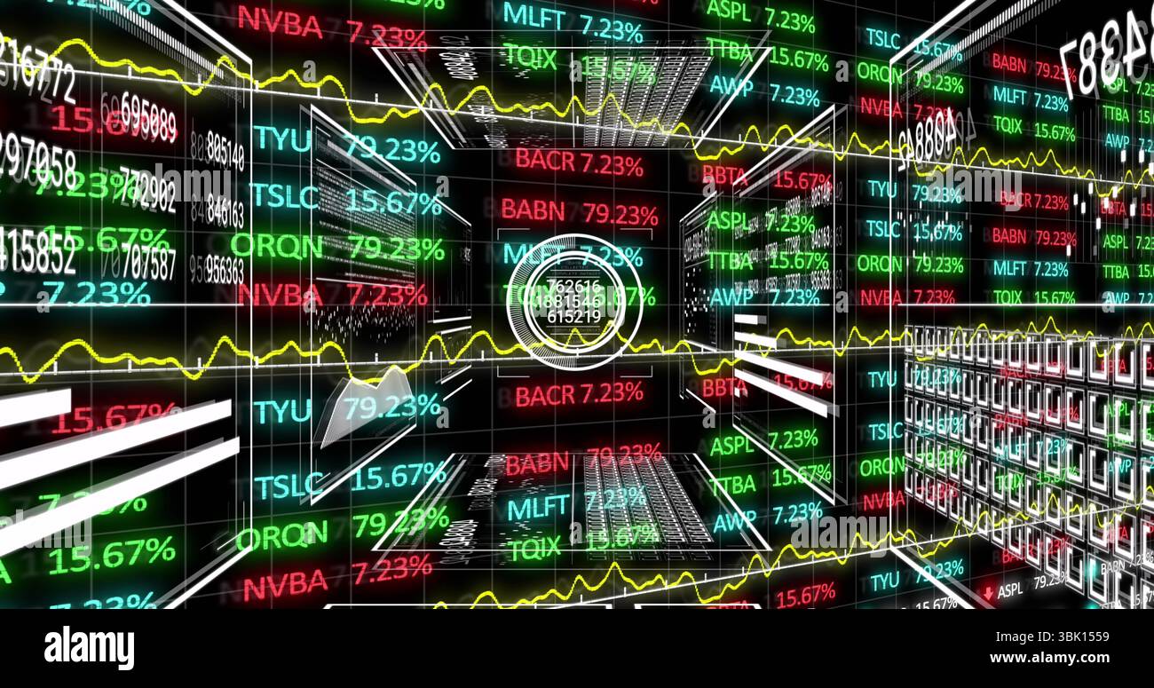Displaying circular HUD overlaying data in trading corridor, with ...