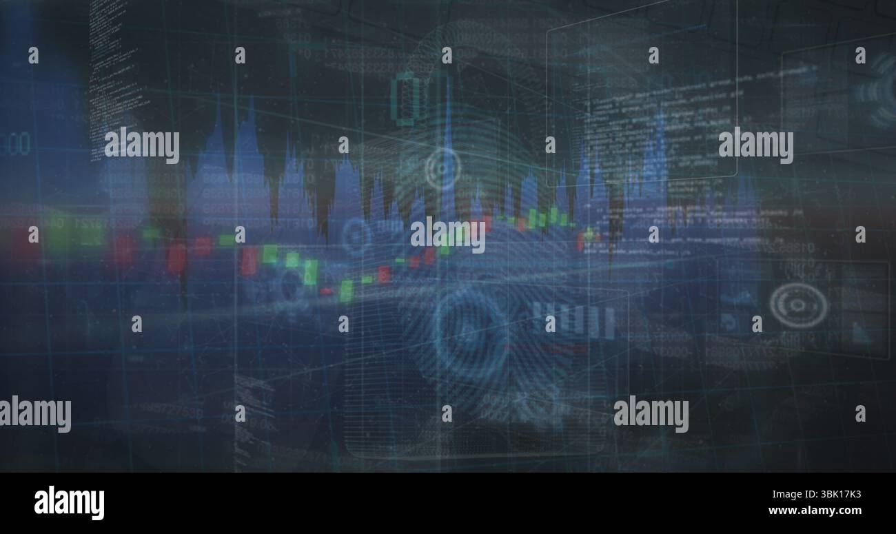 Displaying data on holographic dashboard, with candlestick chart ...