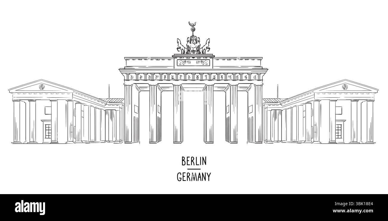 Berlin Brandenburg Gate hand drawn vector illustration Stock Vector ...