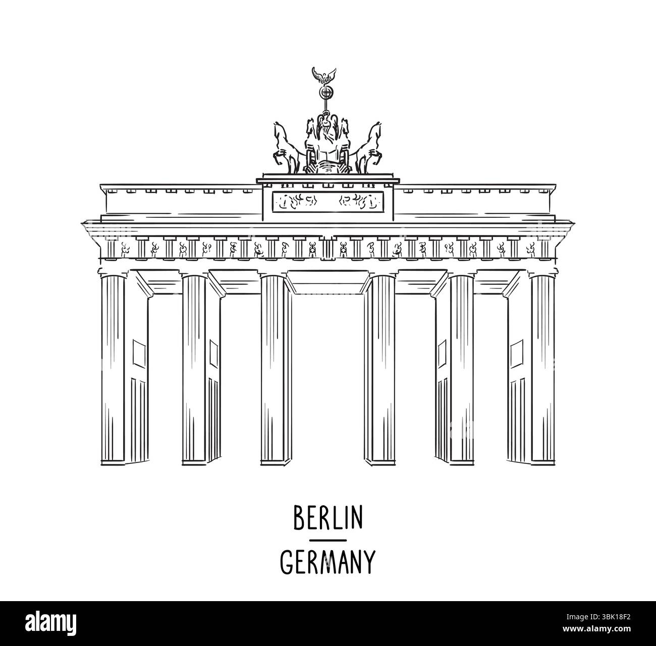 Germany hand drawn Brandenburg Gate vector illustration Stock Vector ...