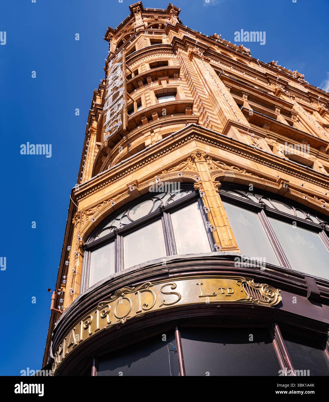 Harrods department store, Knightsbridge, London; showing a low angle ...
