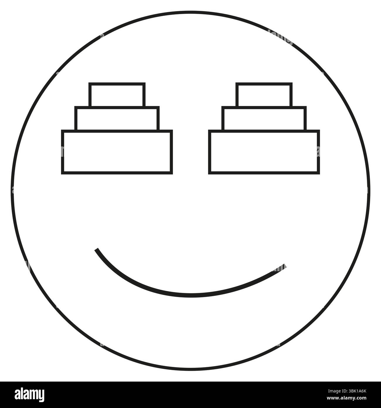 Smiley face icon. Brick eye shape. Circular vector outline. Playful ...