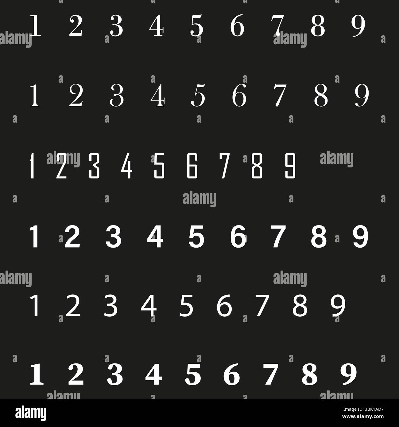 Number grid vector. Black background symbol. Digits one to nine ...