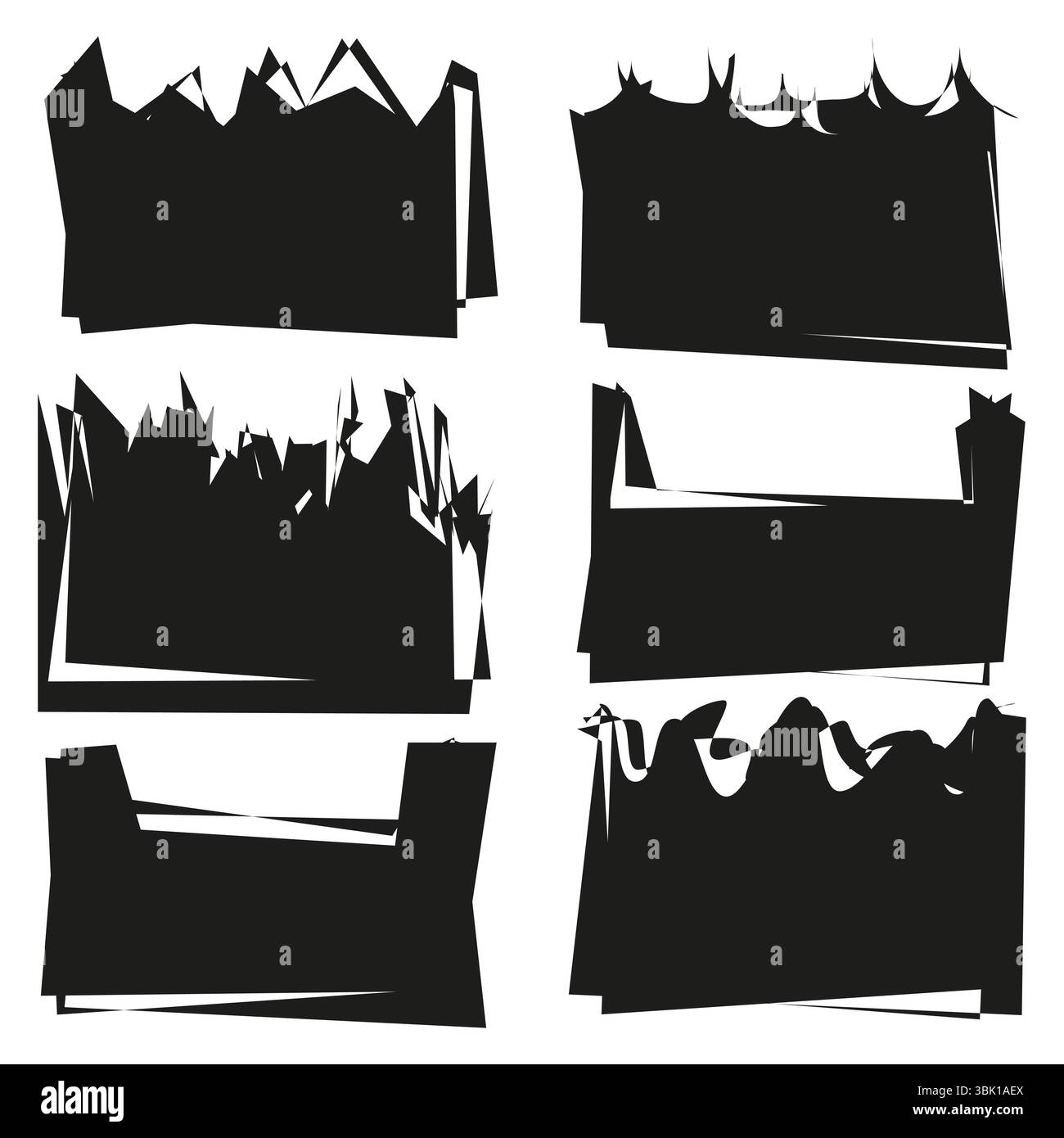 Grunge frame elements. Abstract jagged shape. Vector brush contour ...