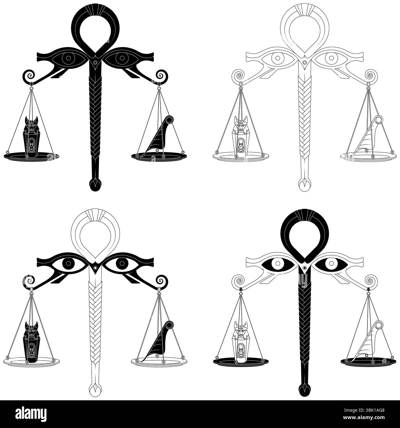 Egyptian scales with eyes of the god Horus, Scales of the god Anubis ...
