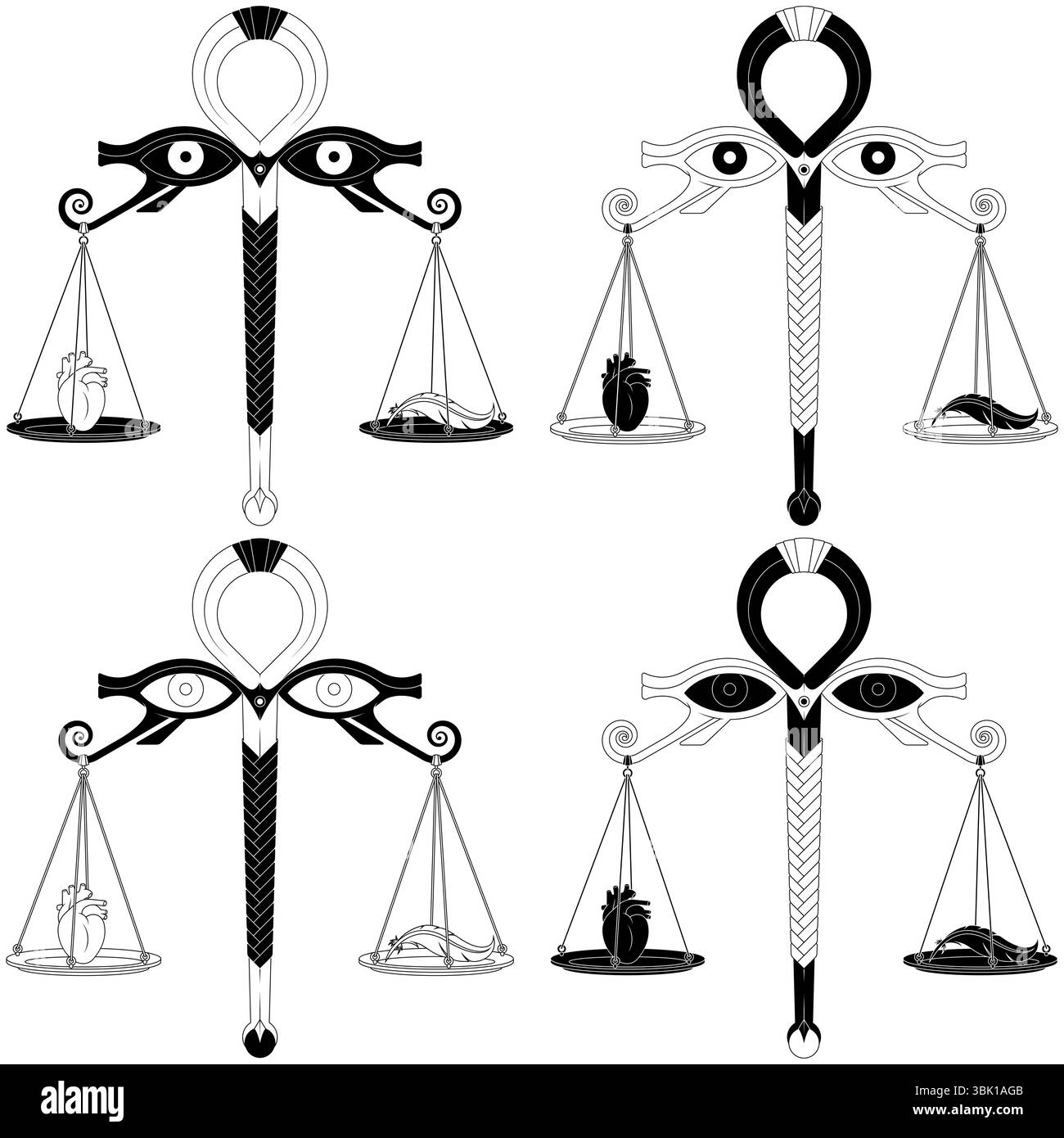 Ancient Egyptian scales of the judgement of Osiris. Anubis scales weighing a heart, Egyptian ...