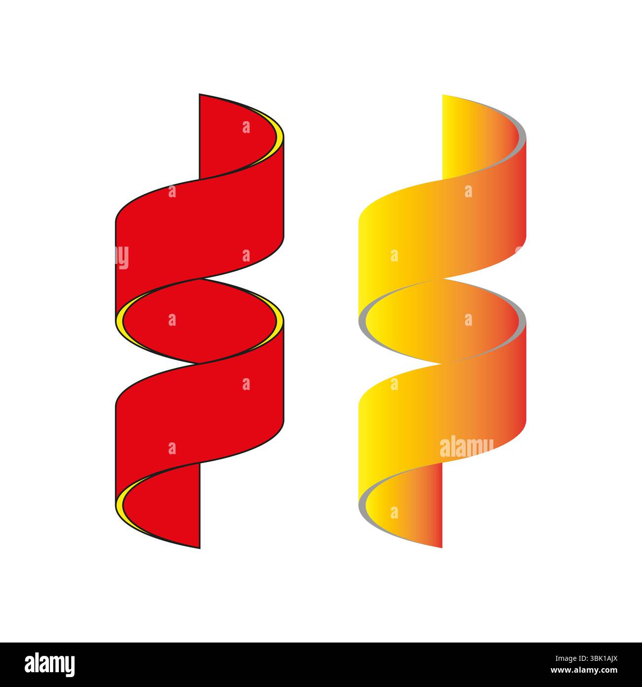 Ribbon shape icon. Yellow red element. Abstract 3D vector. Gradient ...