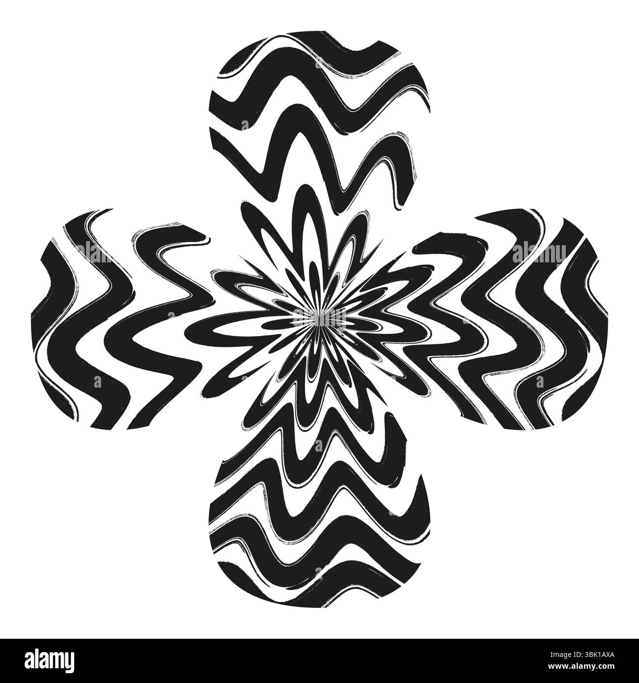 Floral wavy shape. Abstract petal form. Optical flower illusion. Vector ...