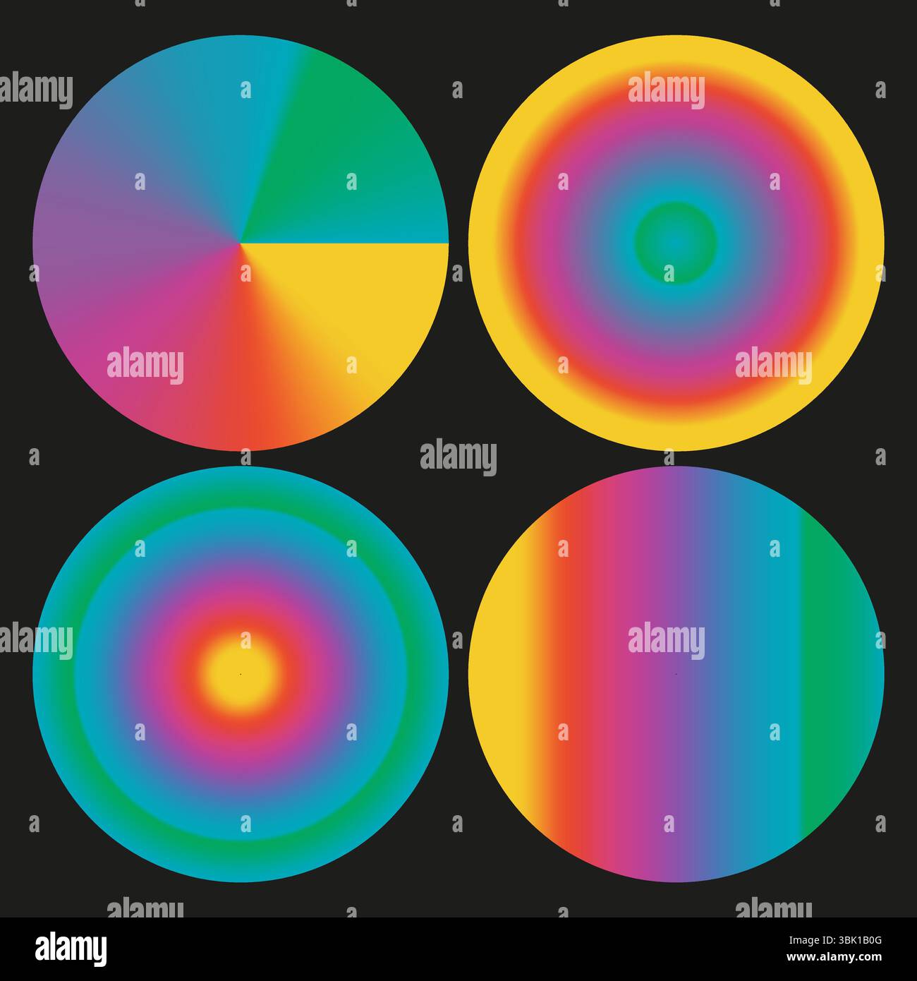 Colorful circle collection. Rainbow gradient spheres. Bright disc ...