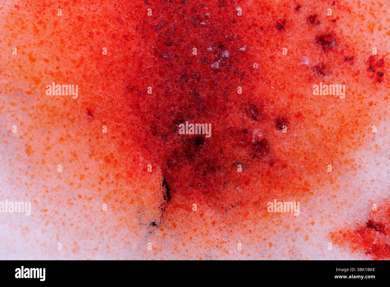 Red-Stained Snow Surface. Bloody traces of crime and street fight.Crime ...