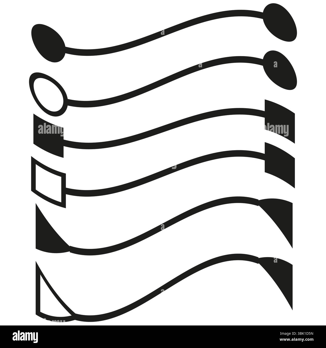 Wavy arrows icon. Curved direction lines. Flow pointer waves. Vector ...