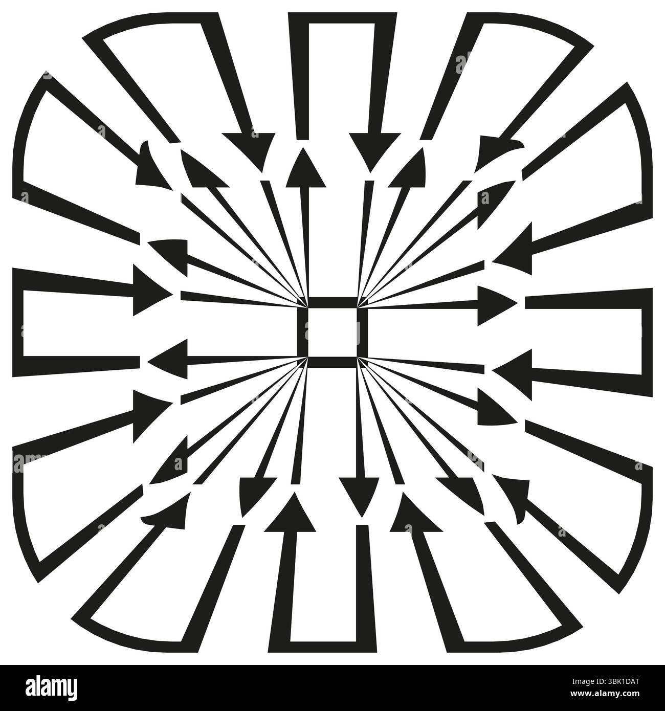 Central arrow focus. Direction burst layout. Abstract pointer icon ...