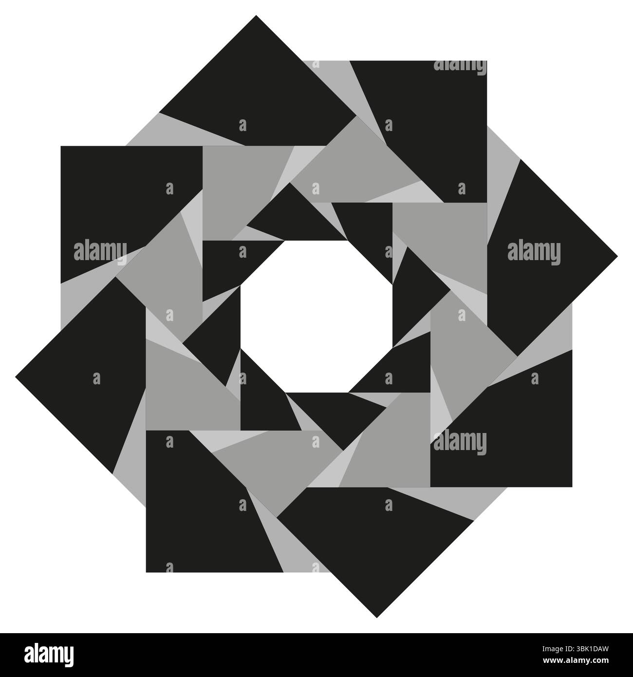 Polygon Star Shape Geometric Cut Form Layered Angular Figure Vector Black Object Stock Vector