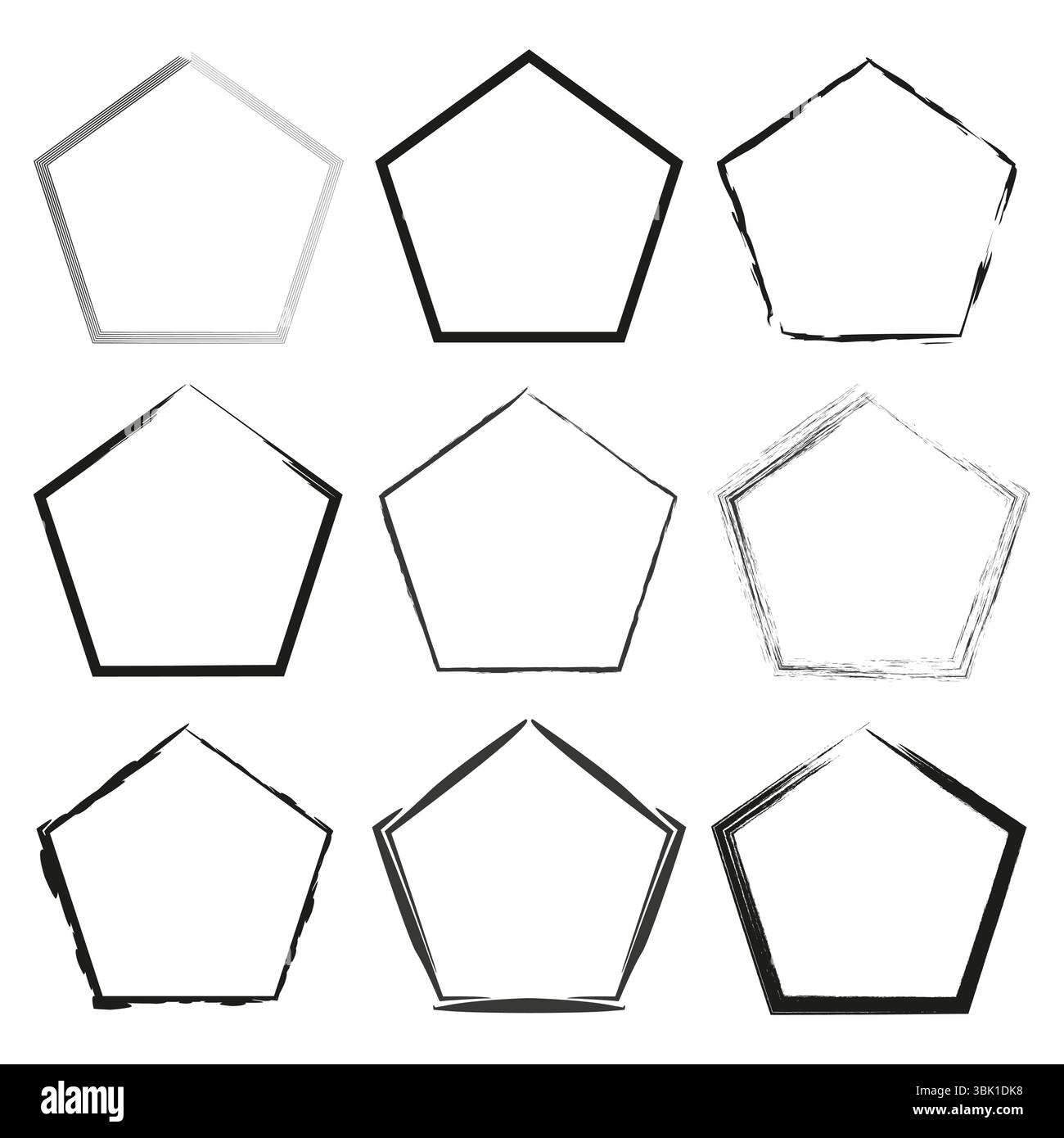 Pentagon shape collection. Abstract Vector geometry. Assorted polygon ...