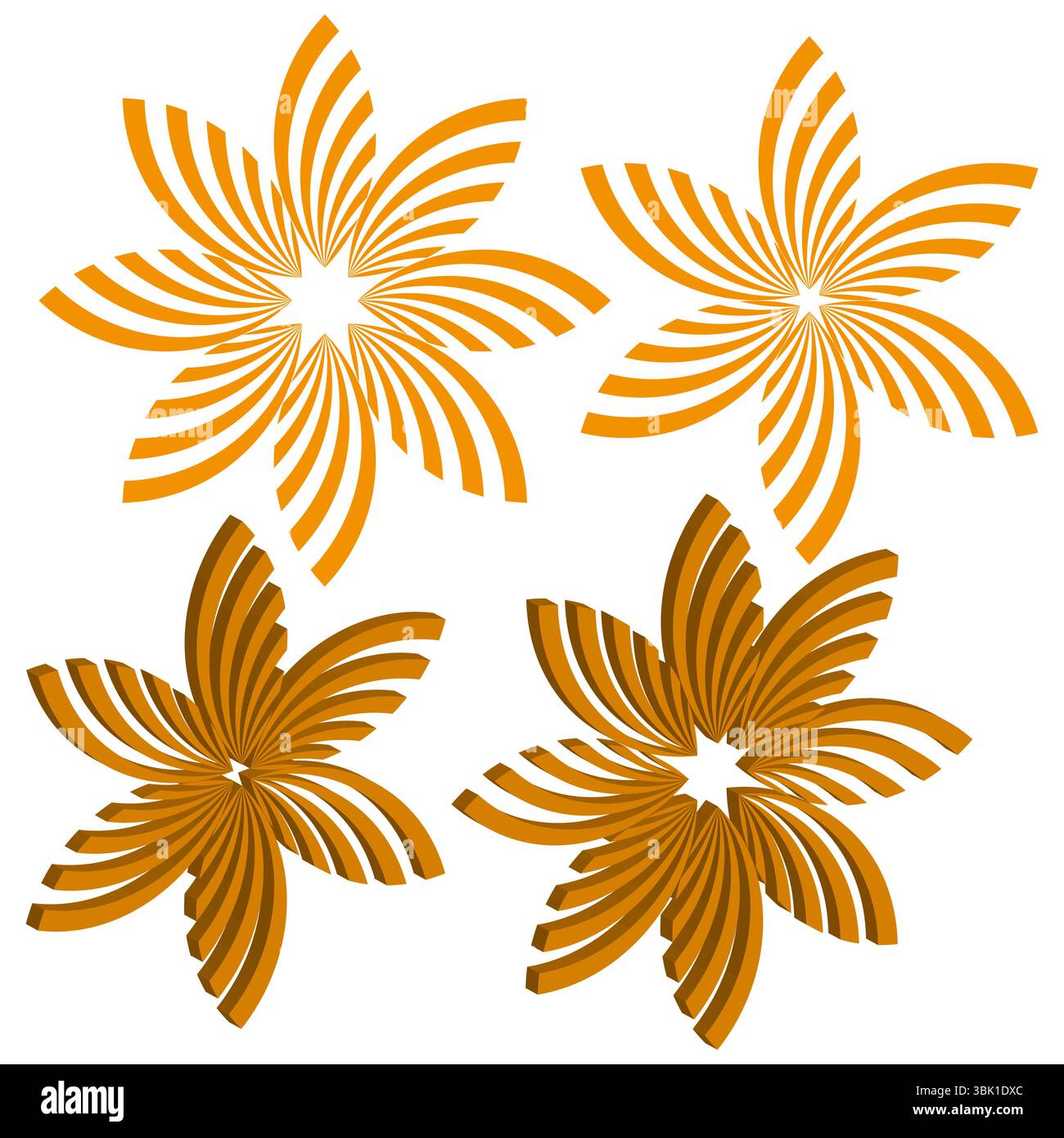 Striped flower icon. Orange bloom form. Rotating petal shape. Vector ...