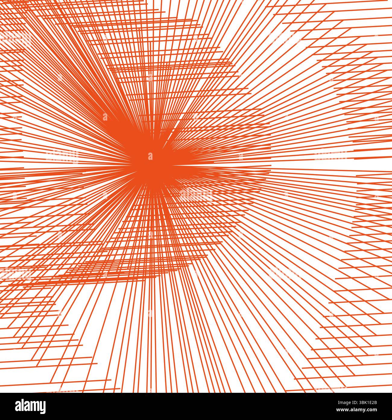 Orange line burst. Radiating rays shape. Central energy symbol. Vector ...
