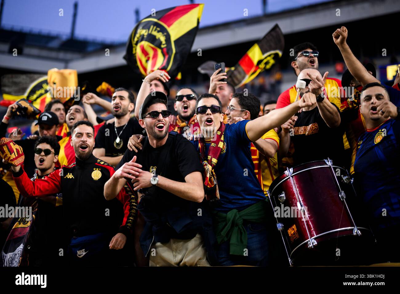 Fans of Esperance Sportive de Tunis show their support prior to the ...