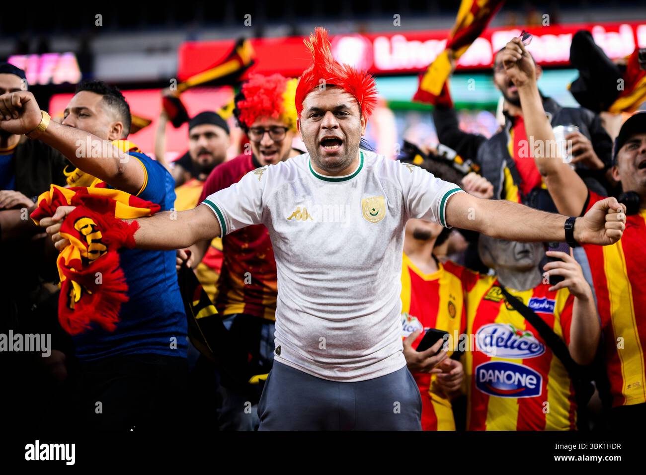 Fans of Esperance Sportive de Tunis show their support prior to the ...