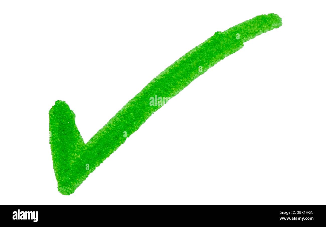Hand-Drawn Green Check Mark Isolated on White Stock Photo - Alamy