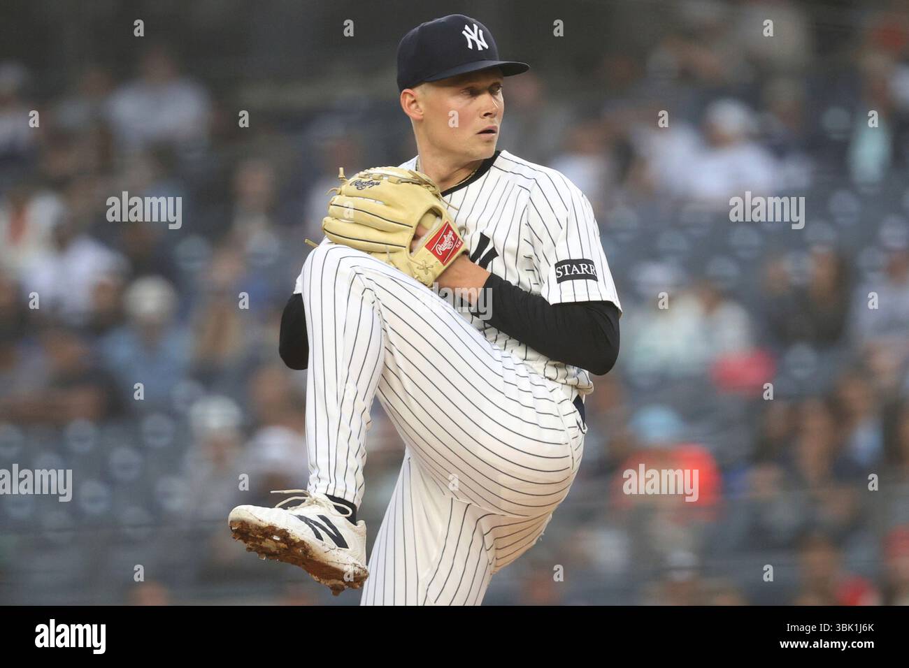 New York Yankees' Will Warren pitches during the first inning of a ...