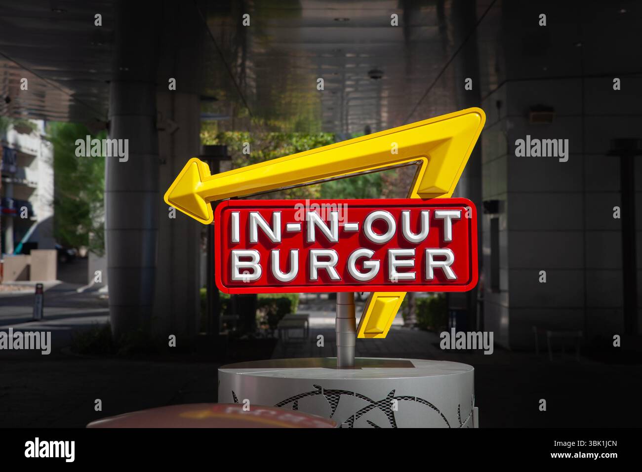 LAS VEGAS, AUGUST 21, 2024: Classic logo of In N Out Burger with arrow ...