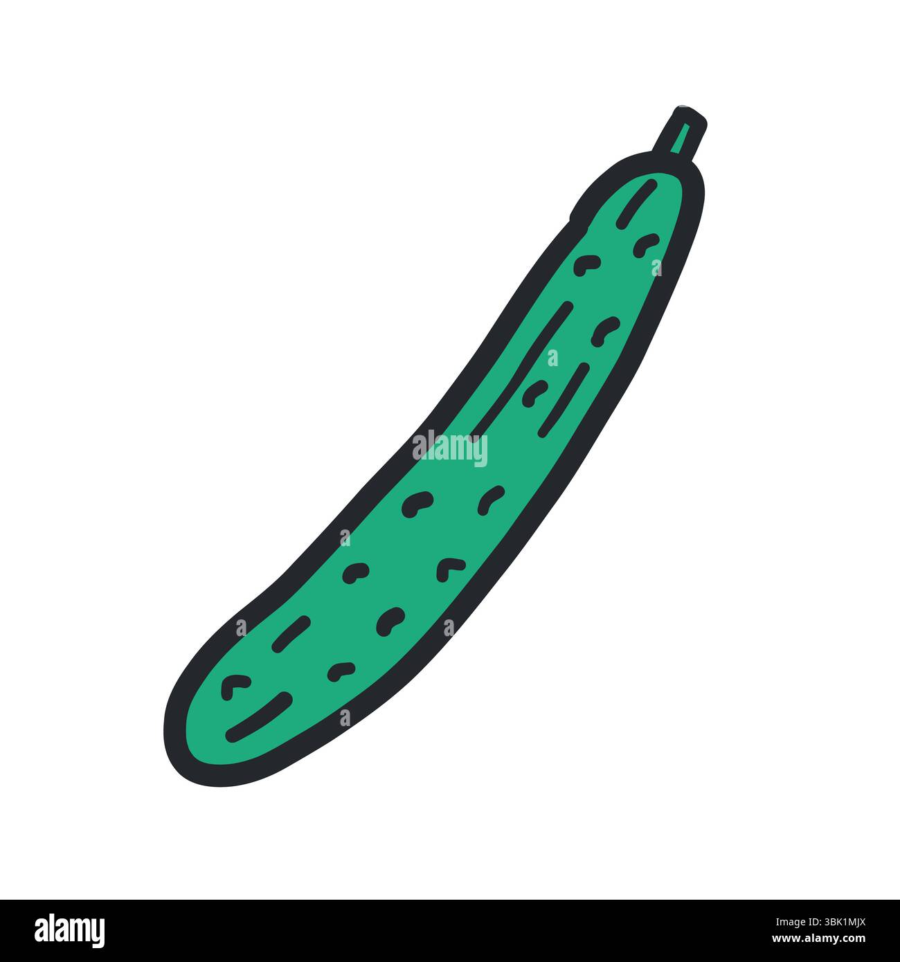 Hand-drawn cartoon-style color illustration of a cucumber Stock Photo ...