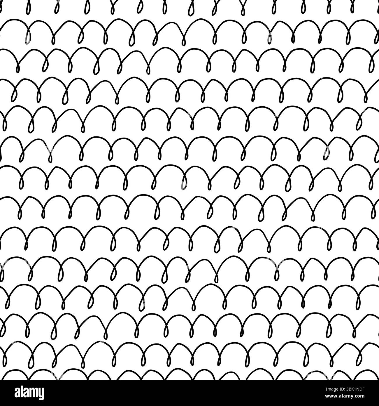 Seamless hand-drawn pattern with looping arches, rhythmic and playful ...