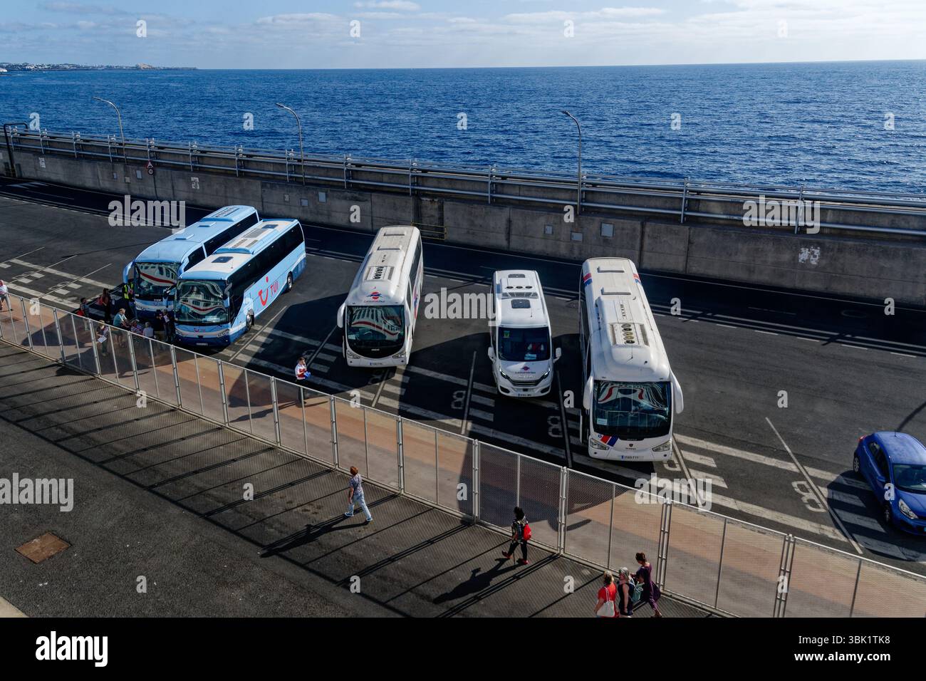 Lanzarote, Arrecife - Canary Islands - tourist buses lined up on the ...