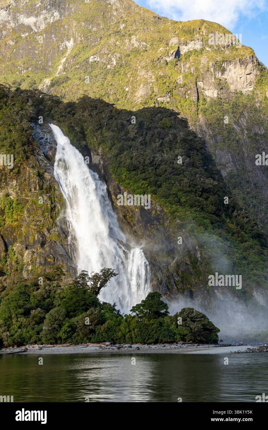 Milford Sound,Fiordland national park, New Zealand, large volume of ...