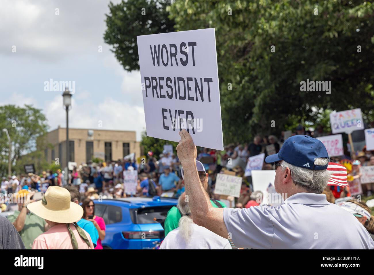 Thousands of people held a “No Kings” rally at the state capitol in Des ...