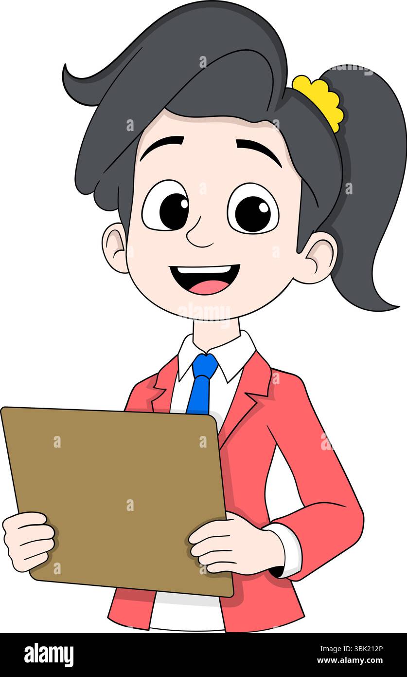 Businesswoman holding blue folder Stock Vector Images - Alamy