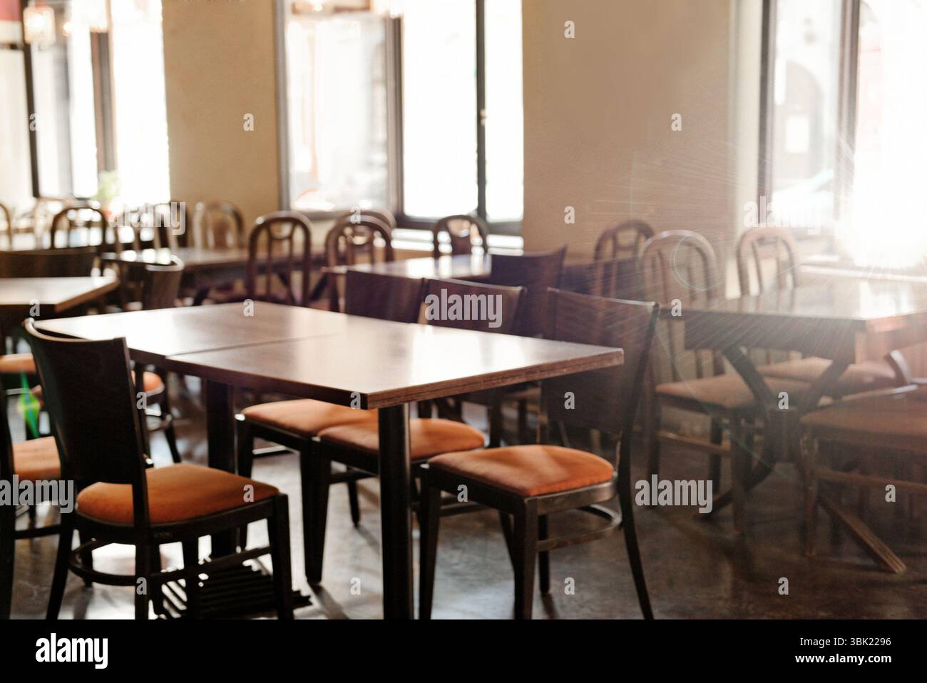 Interior of a traditional hungarian restaurant with tables and chair ...