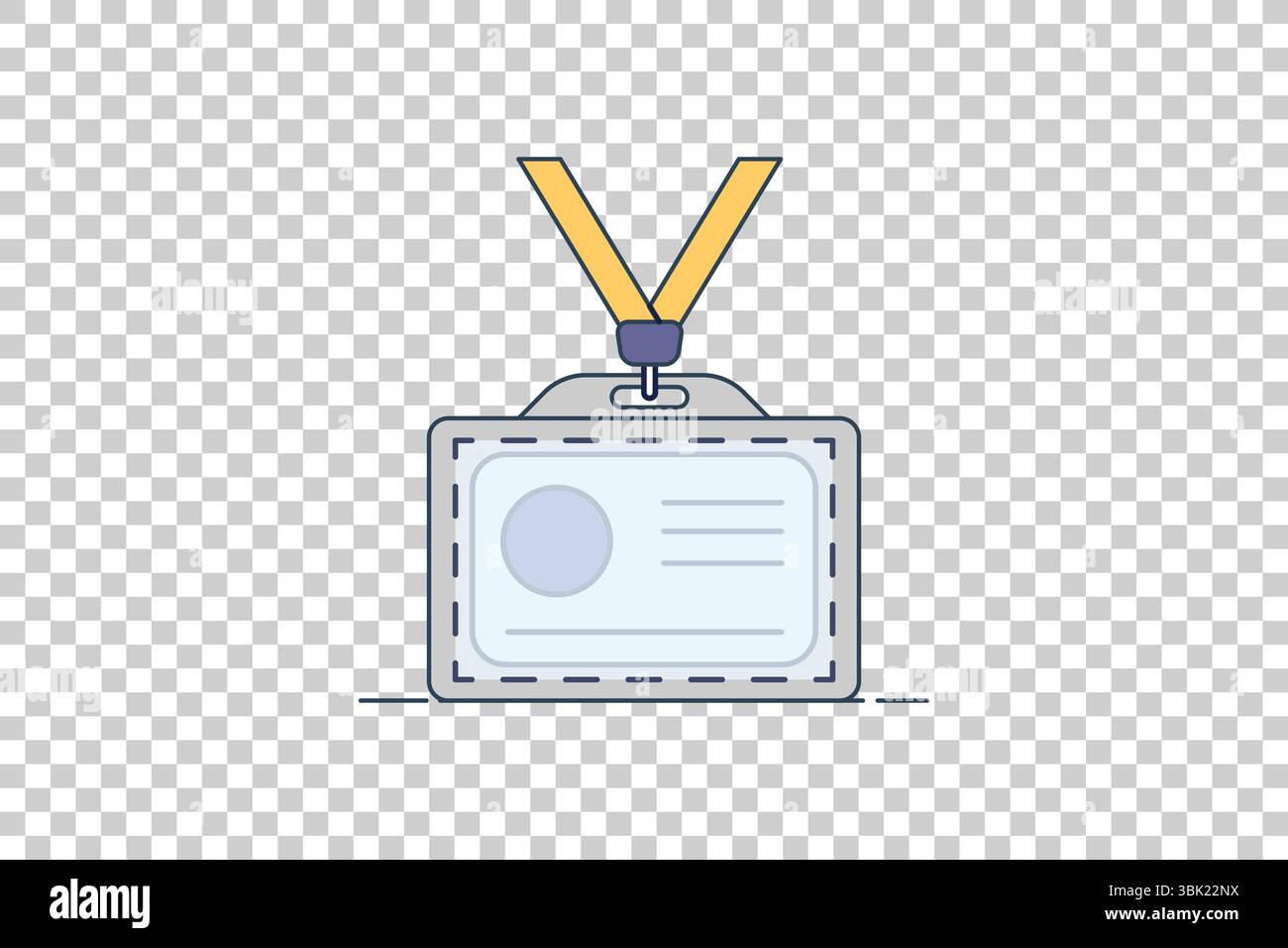 Vector illustration of ID badge with yellow lanyard, profile icon and ...