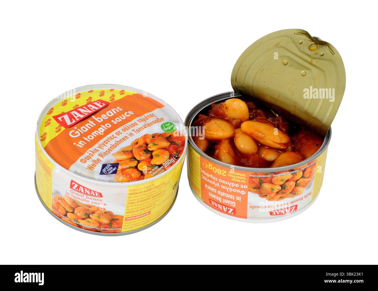 Zanae giant butter beans in tomato sauce in a 280g can Stock Photo - Alamy