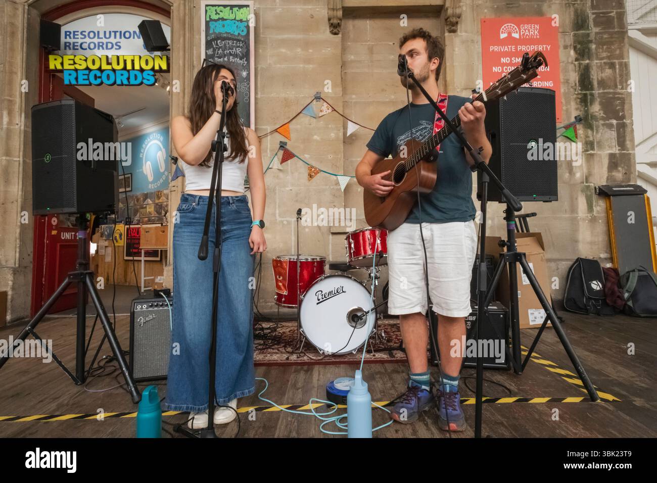 England, Somerset, Bath, Green Park Station, Applefest Music Festival, Charlie Robin Performing ...