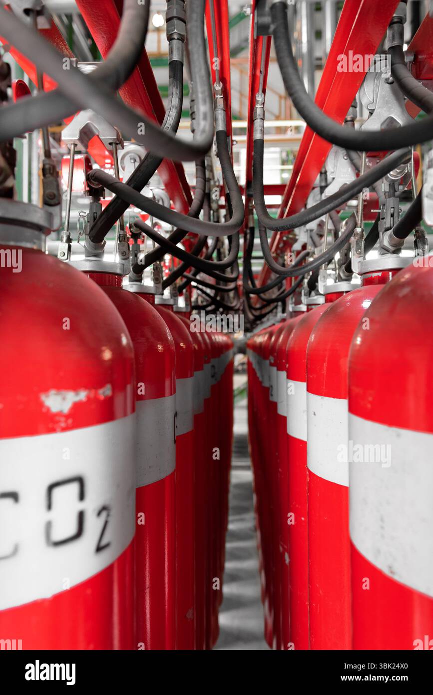 Large CO2 fire extinguishers in a thermal power plant Stock Photo - Alamy